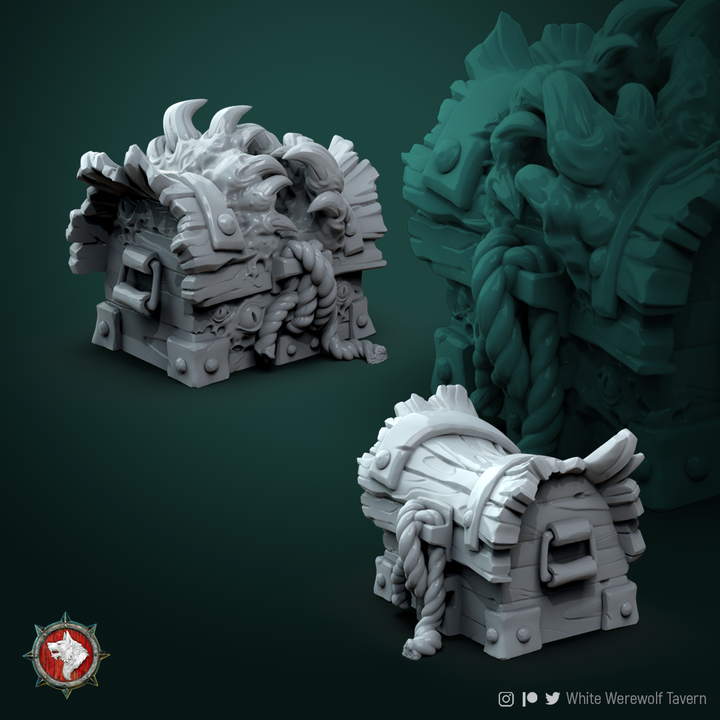 3D Printable Chest mimic V1 pre-supported by White Werewolf Tavern