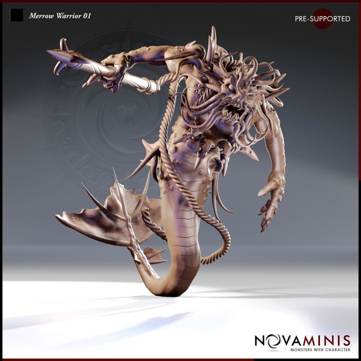 3D Printable Merrow Warrior 01 by NOVAMINIS