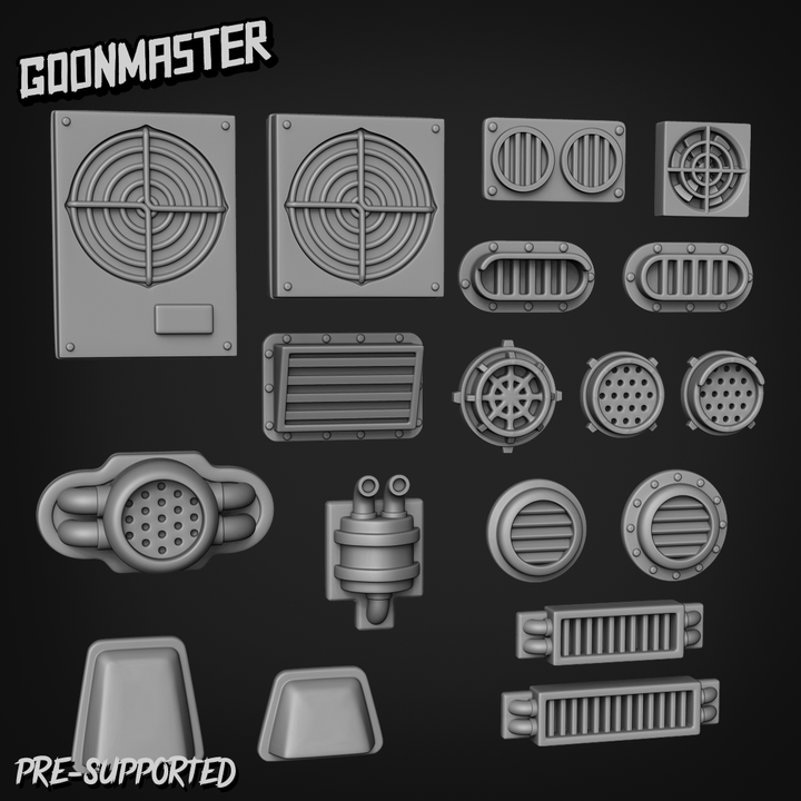 3D Printable Basing Bits 232 - Vents by Goon Master