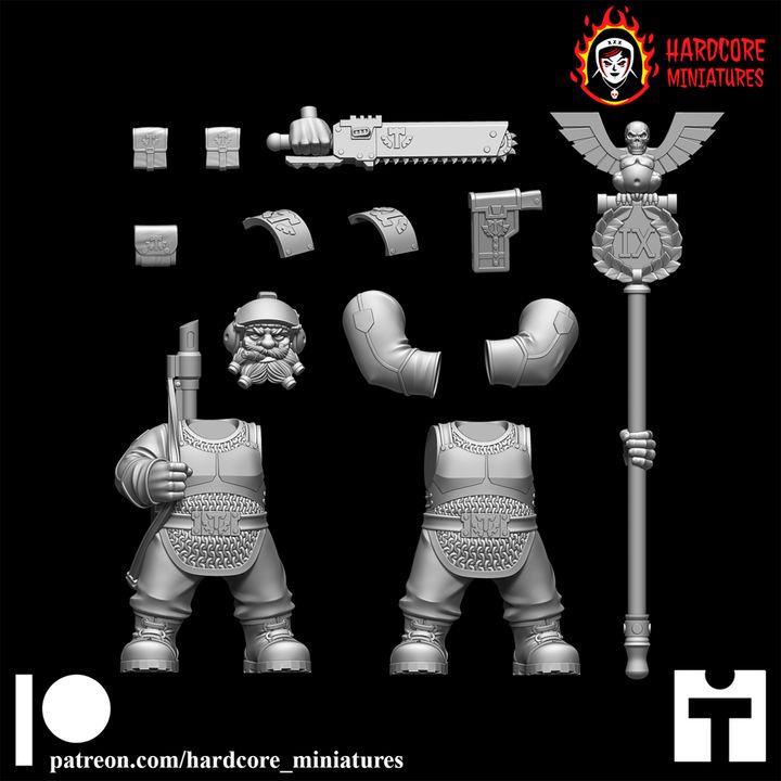 3D Printable Space Dwarf Standard Bearer Modular Set 2 by Hardcore ...