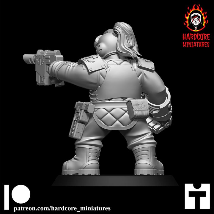3D Printable Space Dwarf Officer Modular Set 1 by Hardcore Miniatures