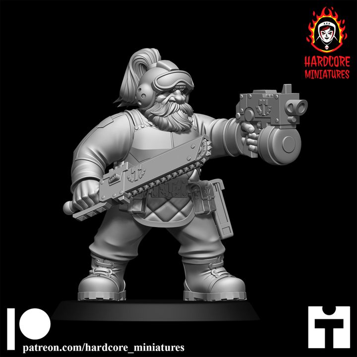 3D Printable Space Dwarf Officer Modular Set 1 by Hardcore Miniatures