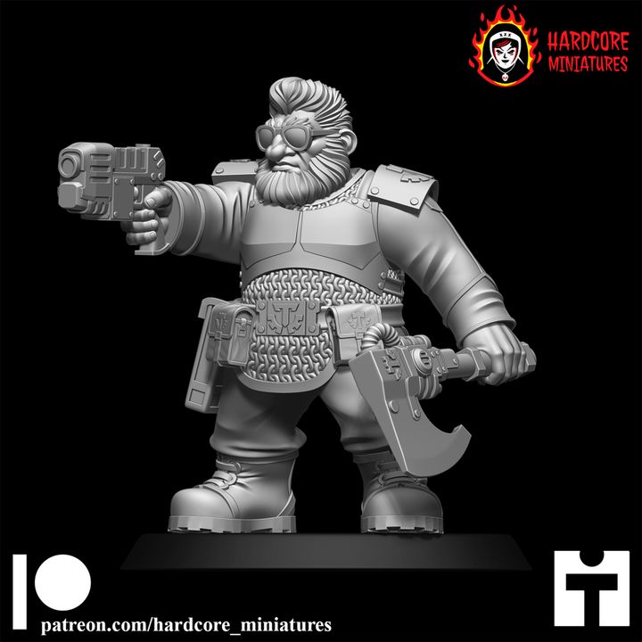 3D Printable Space Dwarf Officer Modular Set 2 by Hardcore Miniatures