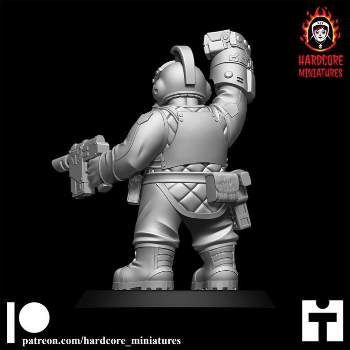 3D Printable Space Dwarf Officer Modular Set 3 by Hardcore Miniatures