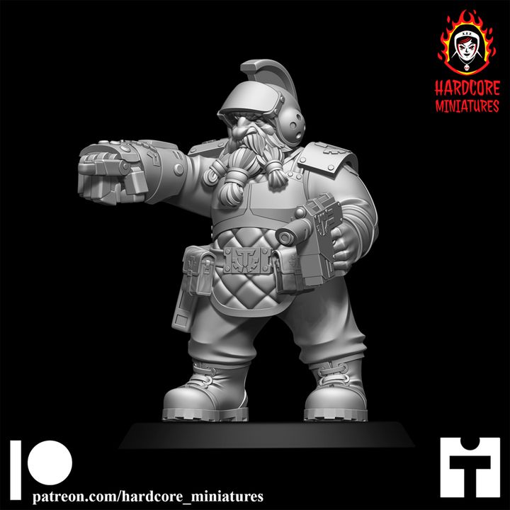 3D Printable Space Dwarf Officer Modular Set 3 by Hardcore Miniatures