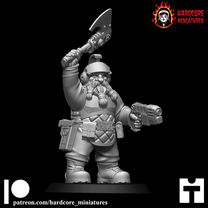 3D Printable Space Dwarf Officer Modular Set 3 by Hardcore Miniatures