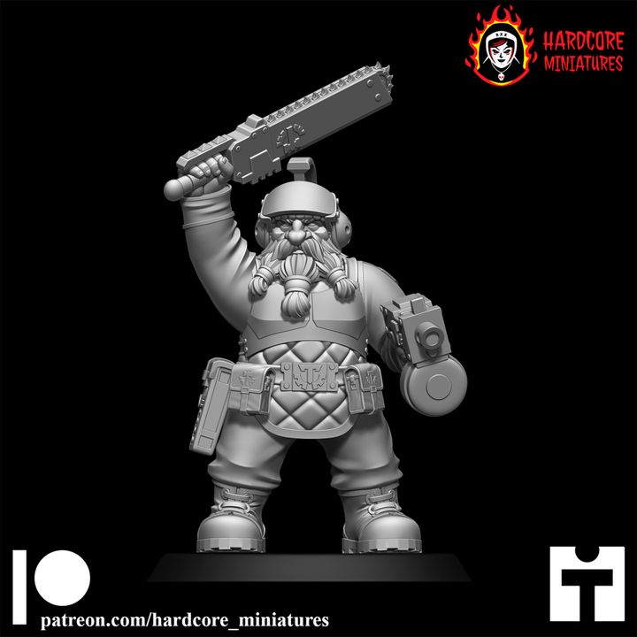 3D Printable Space Dwarf Officer Modular Set 3 by Hardcore Miniatures