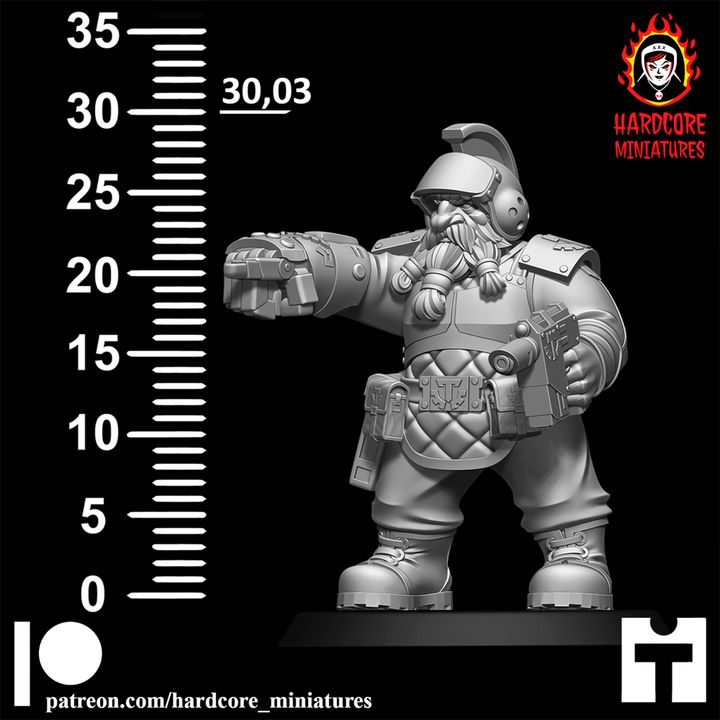 3D Printable Space Dwarf Officer Modular Set 3 by Hardcore Miniatures