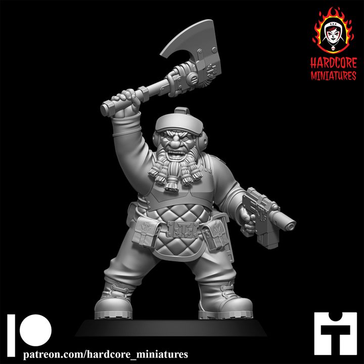 3D Printable Space Dwarf Officer Modular Set 4 by Hardcore Miniatures