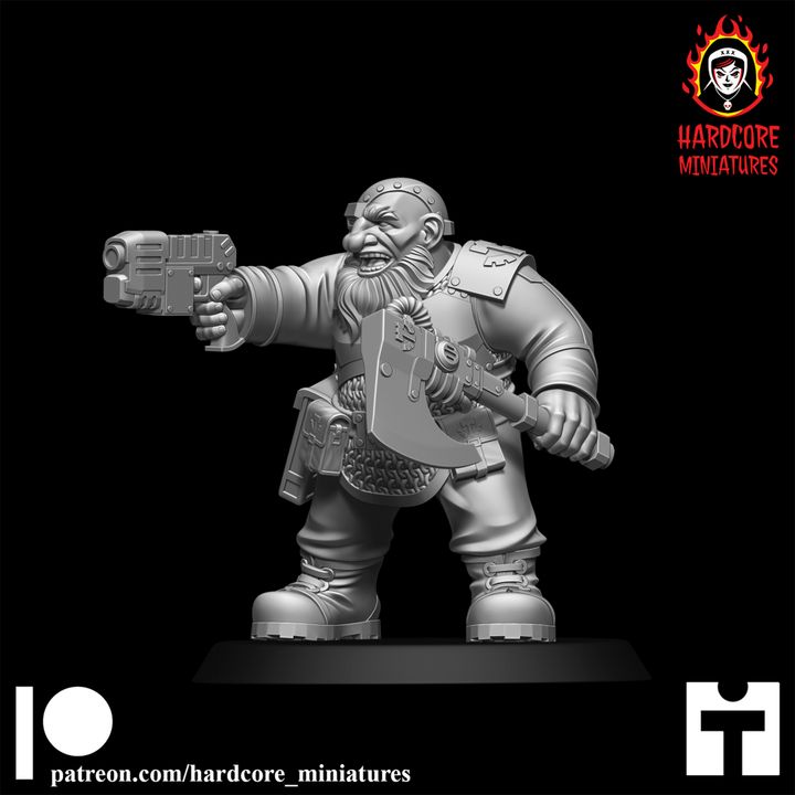 3D Printable Space Dwarf Officer Modular Set 5 by Hardcore Miniatures