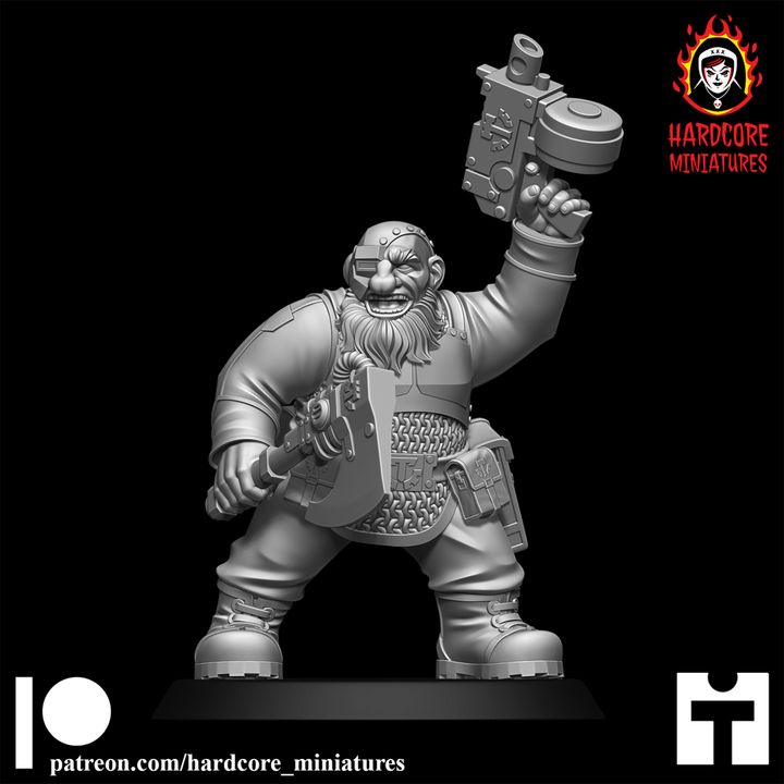 3D Printable Space Dwarf Officer Modular Set 5 by Hardcore Miniatures