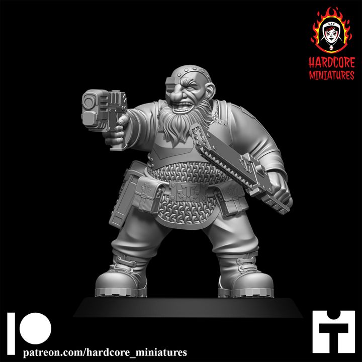 3D Printable Space Dwarf Officer Modular Set 5 by Hardcore Miniatures