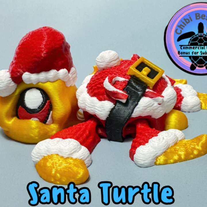 3D Printable Santa Turtle Flexi (Commercial Use) by ChibiBestiary