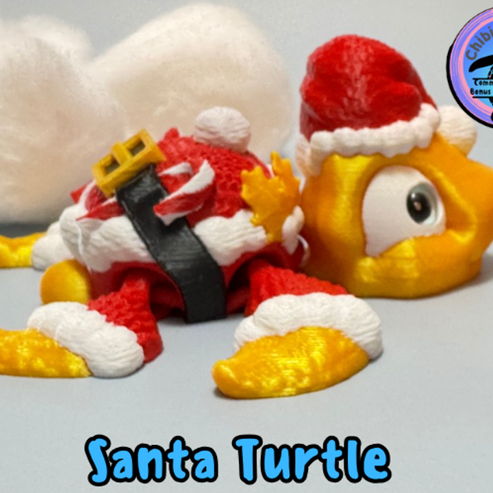 3D Printable Santa Turtle Flexi (Commercial Use) by ChibiBestiary