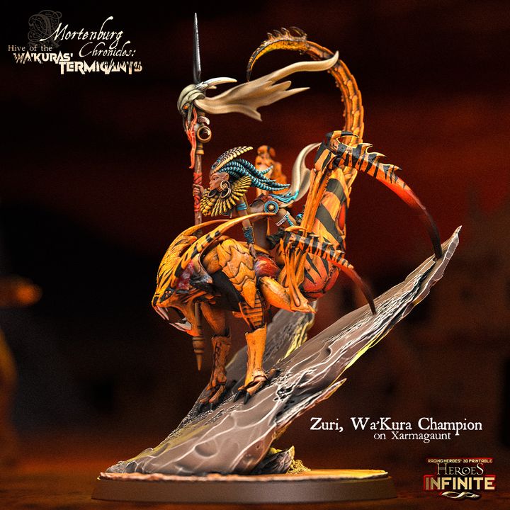 3D Printable Zuri, Wa'Kura Champion on Xarmagaunt by Heroes Infinite