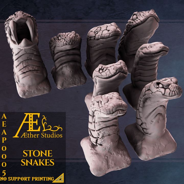 3D Printable AEAP0005 - Stone Snakes by Aether Studios