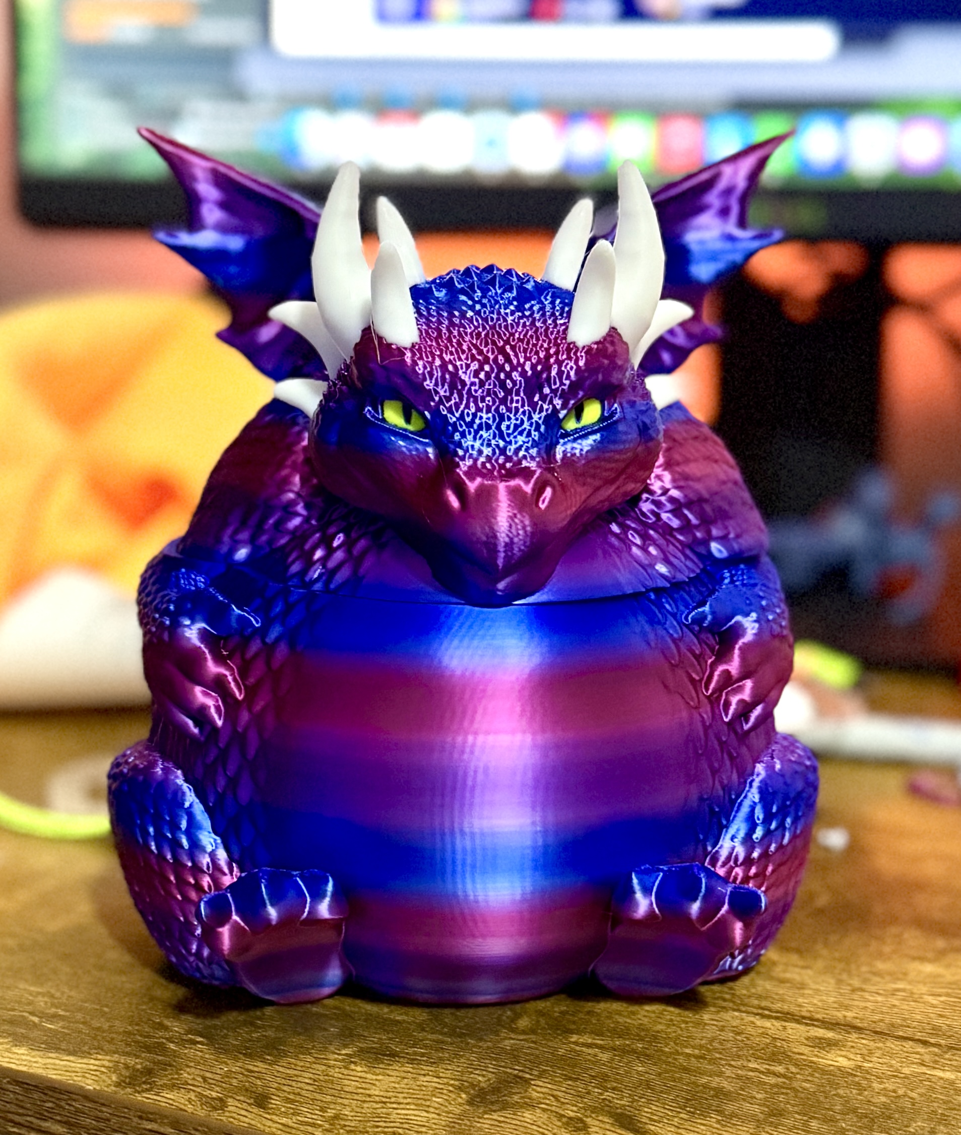 3D Printable Chonky Dragon Cookie Jar - SUPPORT FREE! by FatesEnd