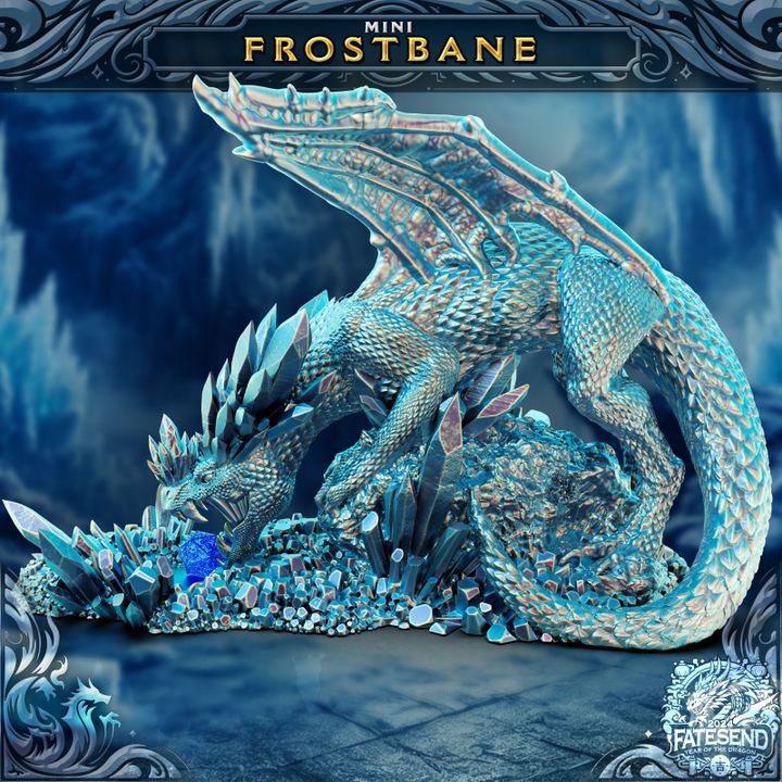 3D Printable Frostbane the Ice Dragon Miniature by FatesEnd