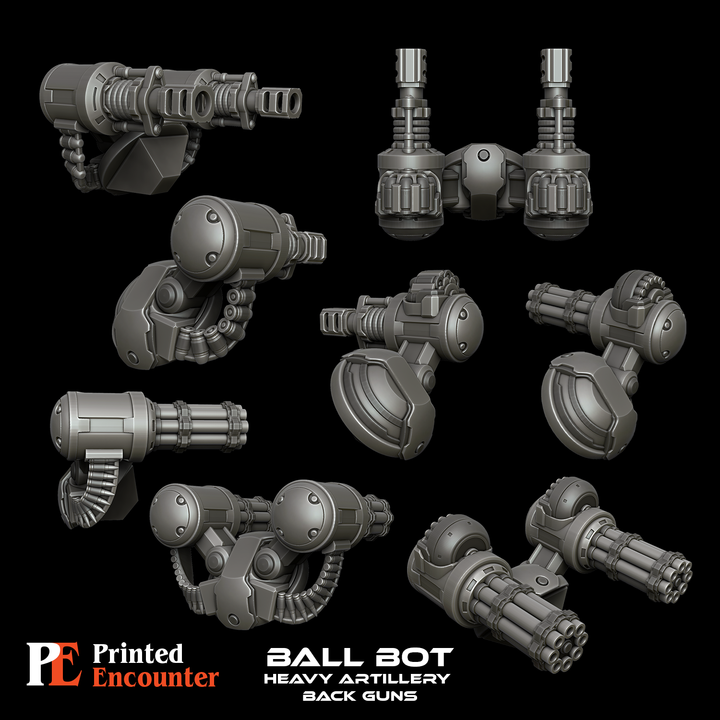 3D Printable Ball Bot - Back Guns by Printed Encounter