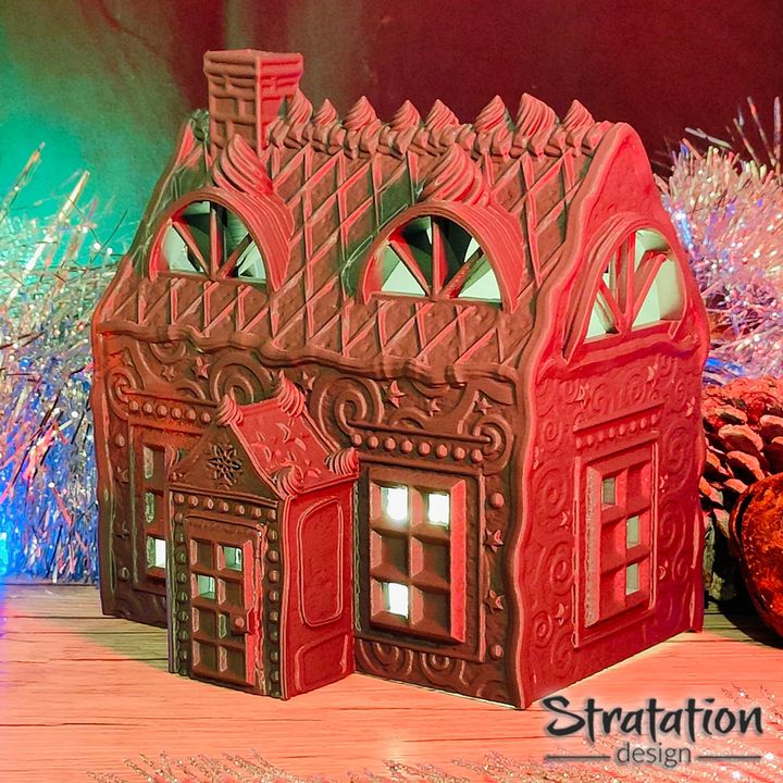 3D Printable Christmas Gingerbread Cottage by Stratation Design