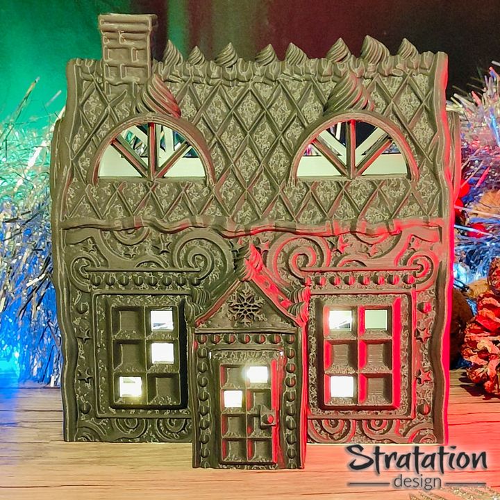 3D Printable Christmas Gingerbread Cottage by Stratation Design