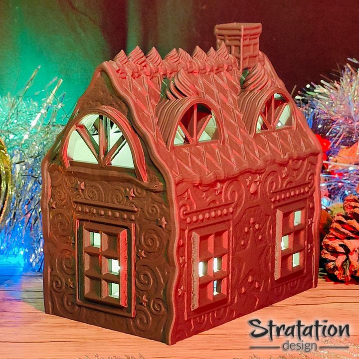 3D Printable Christmas Gingerbread Cottage by Stratation Design