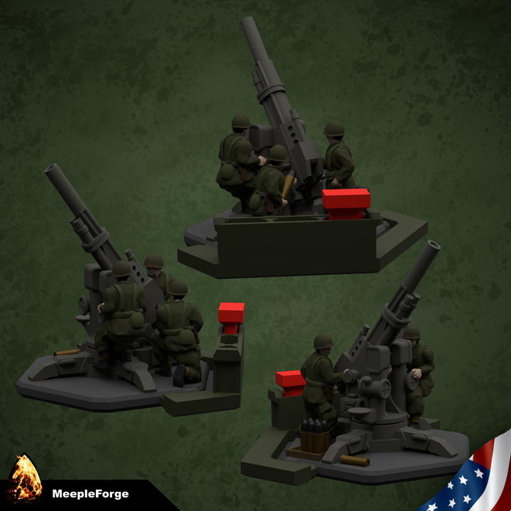 3D Printable WW2 AA Guns with Crew 15mm Scale British German American ...