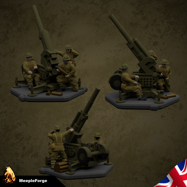 3D Printable WW2 AA Guns with Crew 15mm Scale British German American ...
