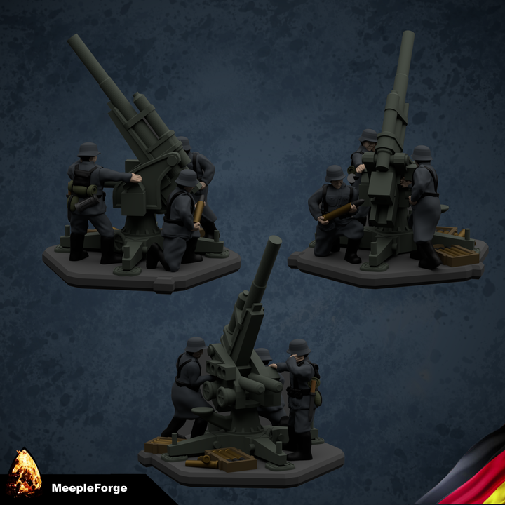 3D Printable WW2 AA Guns with Crew 15mm Scale British German American ...