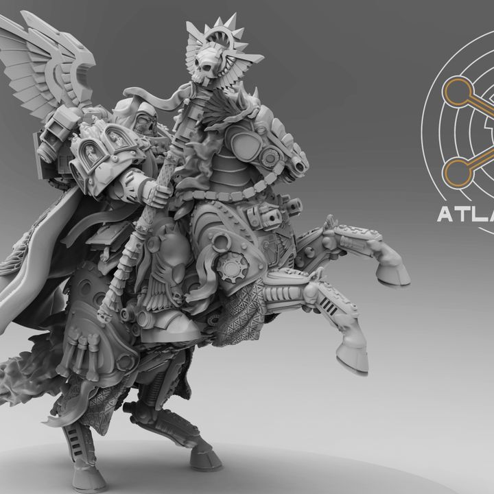 3D Printable Mounted Battle Priest by Atlan Forge