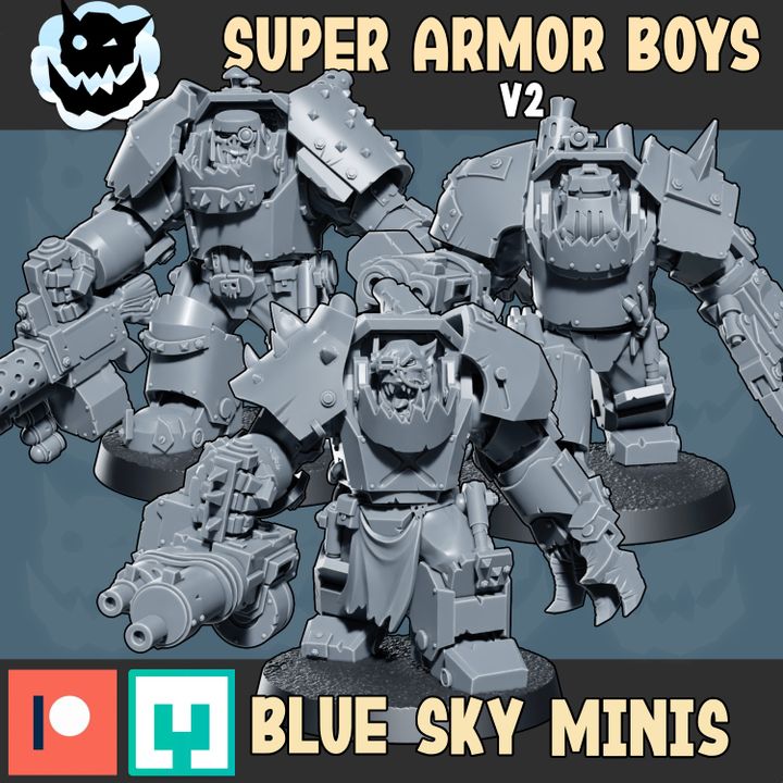3D Printable Super Armor Boys v2 by Blue Sky Minis