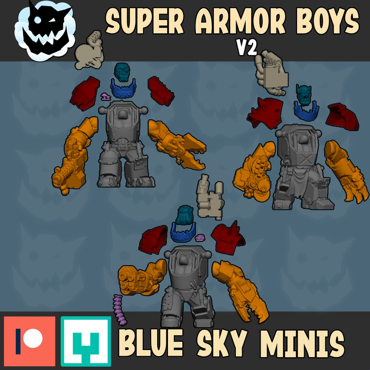 3D Printable Super Armor Boys v2 by Blue Sky Minis