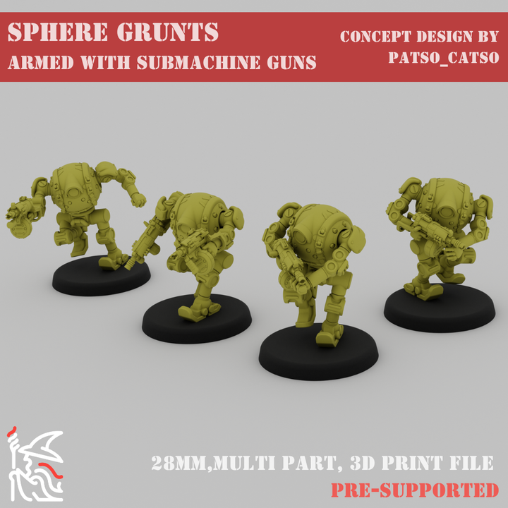 3D Printable [Sphere Army] Sphere Grunts 28mm Set B by Filamentio