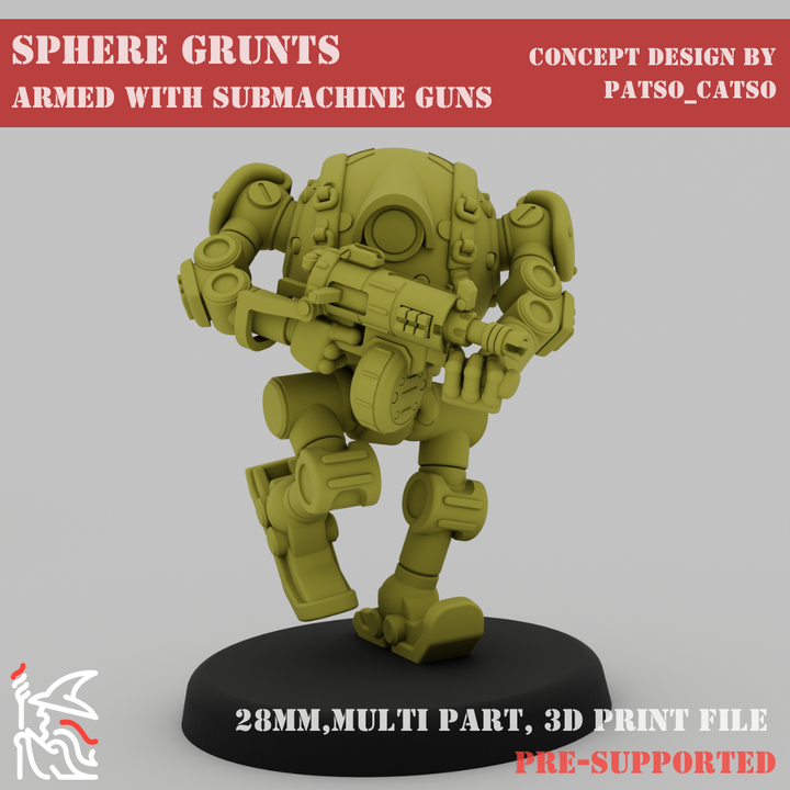 3D Printable [Sphere Army] Sphere Grunts 28mm Set B by Filamentio