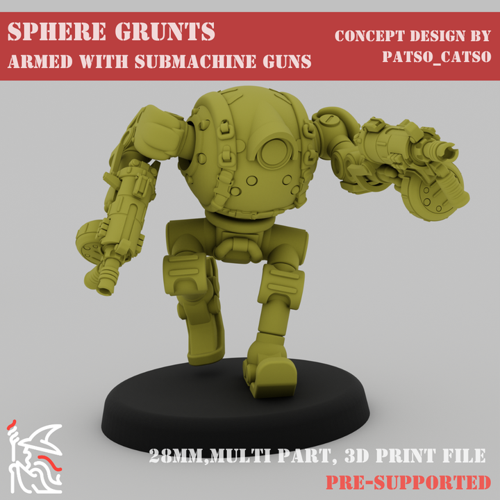 3D Printable [Sphere Army] Sphere Grunts 28mm Set B by Filamentio