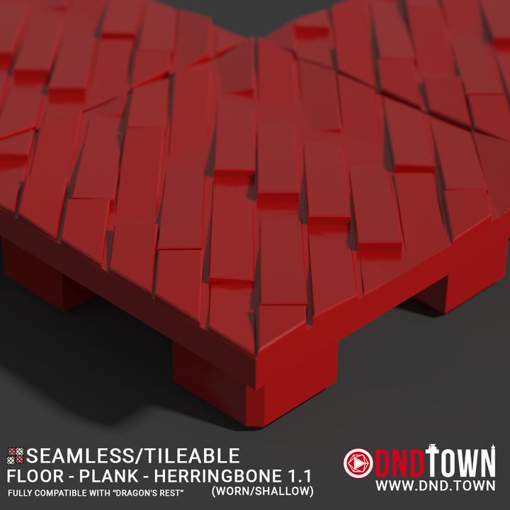 3D Printable Floor - Plank - Herringbone 01.1 (WORN/SHALLOW) - 3D ...