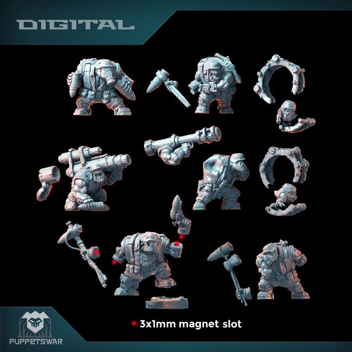 3D Printable Orc Panzer Jaegers Team by Puppetswar Miniatures