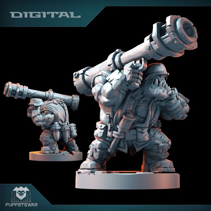 3D Printable Orc Panzer Jaegers Team by Puppetswar Miniatures