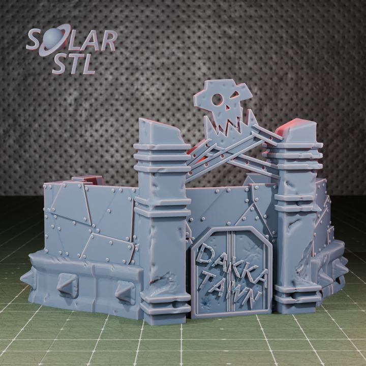 3D Printable Ork Dakka Town terrain fort by SolarSTL