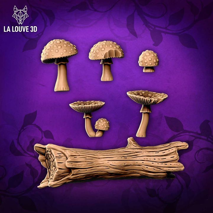 3D Printable Fly agarics and trunck - Basing bits by La Louve 3D