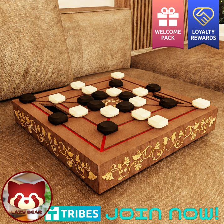 3D Printable Morabaraba (Twelve Man's Morris) Board Game by Lazy Bear