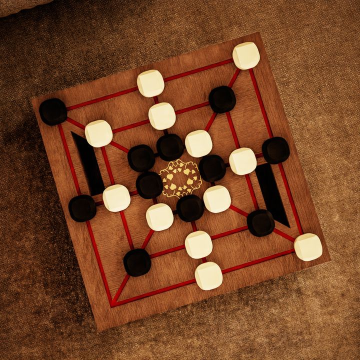 3D Printable Morabaraba (Twelve Man's Morris) Board Game by Lazy Bear