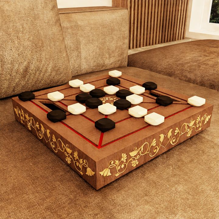 3D Printable Morabaraba (Twelve Man's Morris) Board Game by Lazy Bear