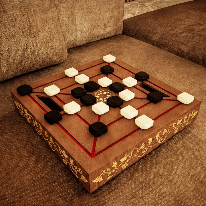3D Printable Morabaraba (Twelve Man's Morris) Board Game by Lazy Bear
