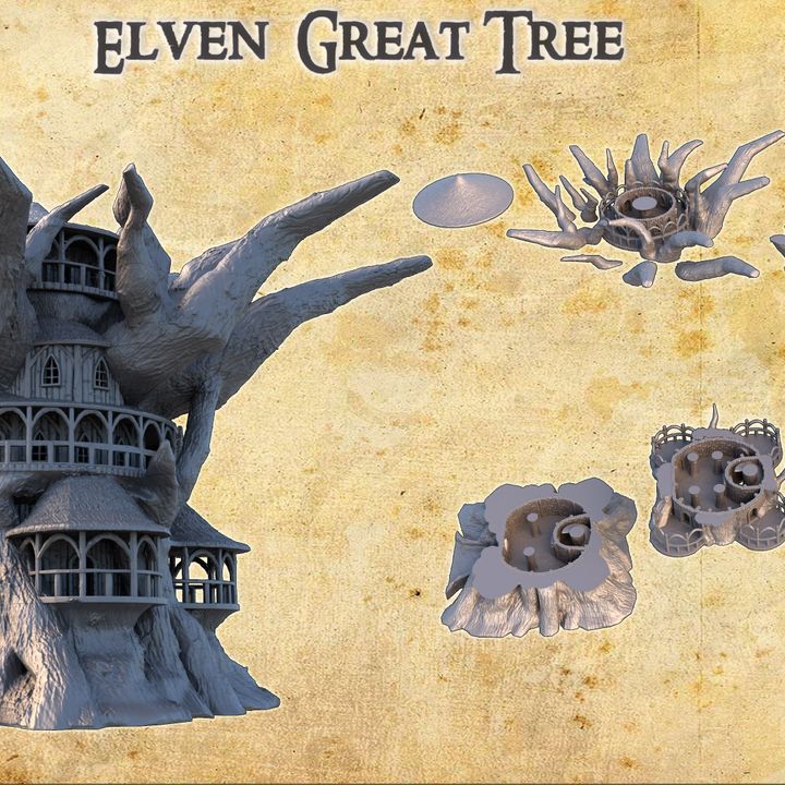 3D Printable Elven Great Tree - Tabletop Terrain - 28 MM by MiniatureLand