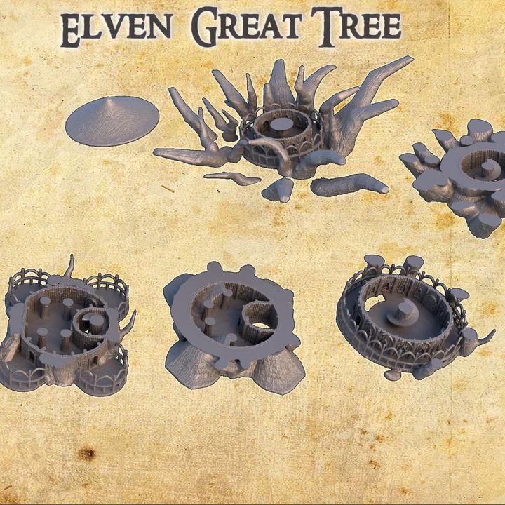 3D Printable Elven Great Tree - Tabletop Terrain - 28 MM by MiniatureLand