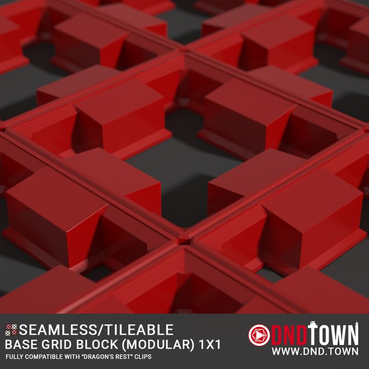 3D Printable Base Grid - Center 1x1 (1 Block) - (Low Profile - 38mm ...