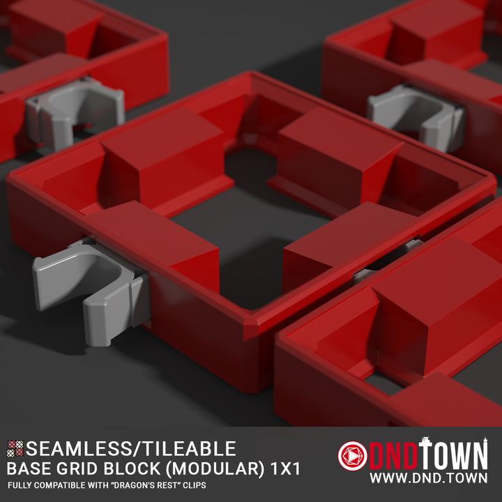 3D Printable Base Grid - Center 1x1 (1 Block) - (Low Profile - 38mm ...