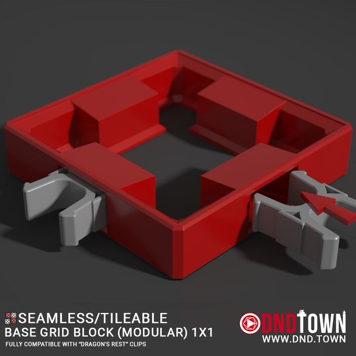 3D Printable Base Grid - Center 1x1 (1 Block) - (Low Profile - 38mm ...