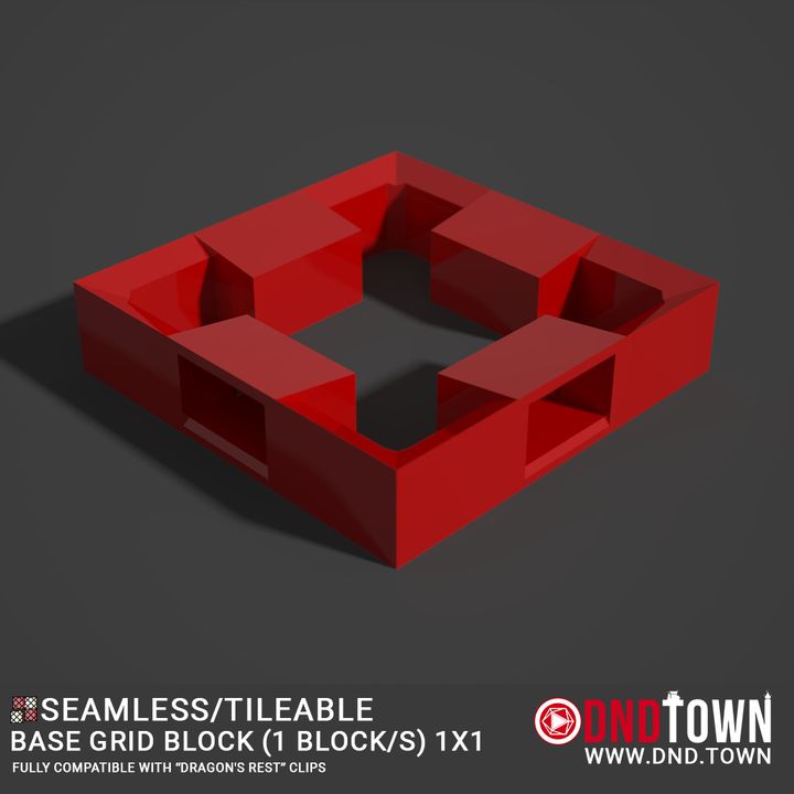 3D Printable Base Grid - Center 1x1 (1 Block) - (Low Profile - 38mm ...